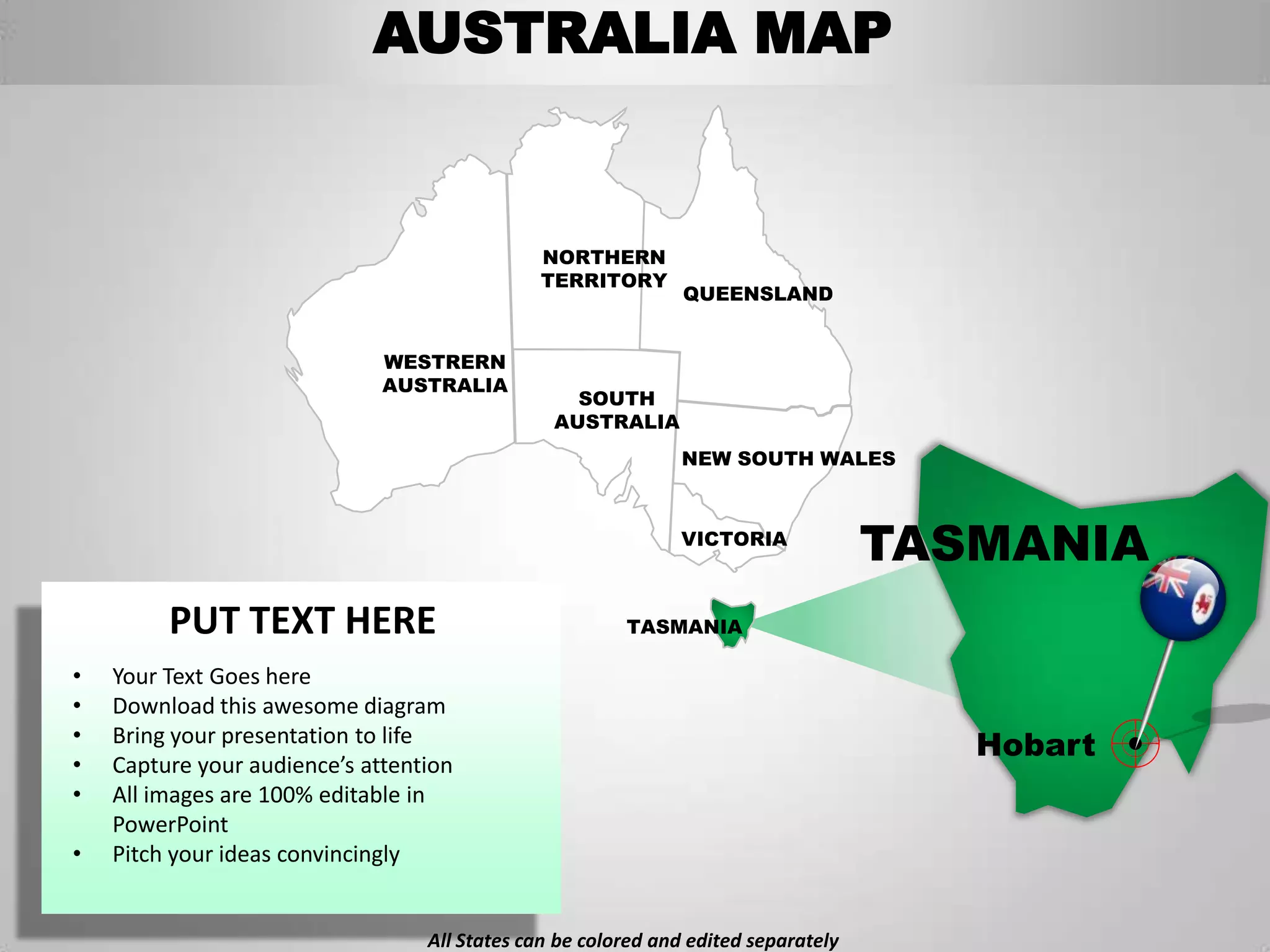Australia editable continent map with countries | PPTX