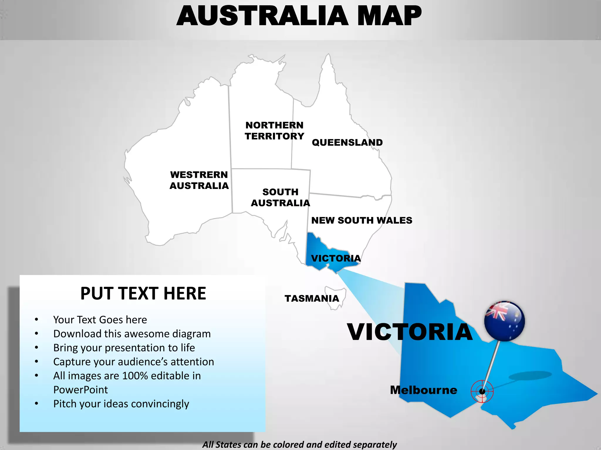 Australia editable continent map with countries | PPTX