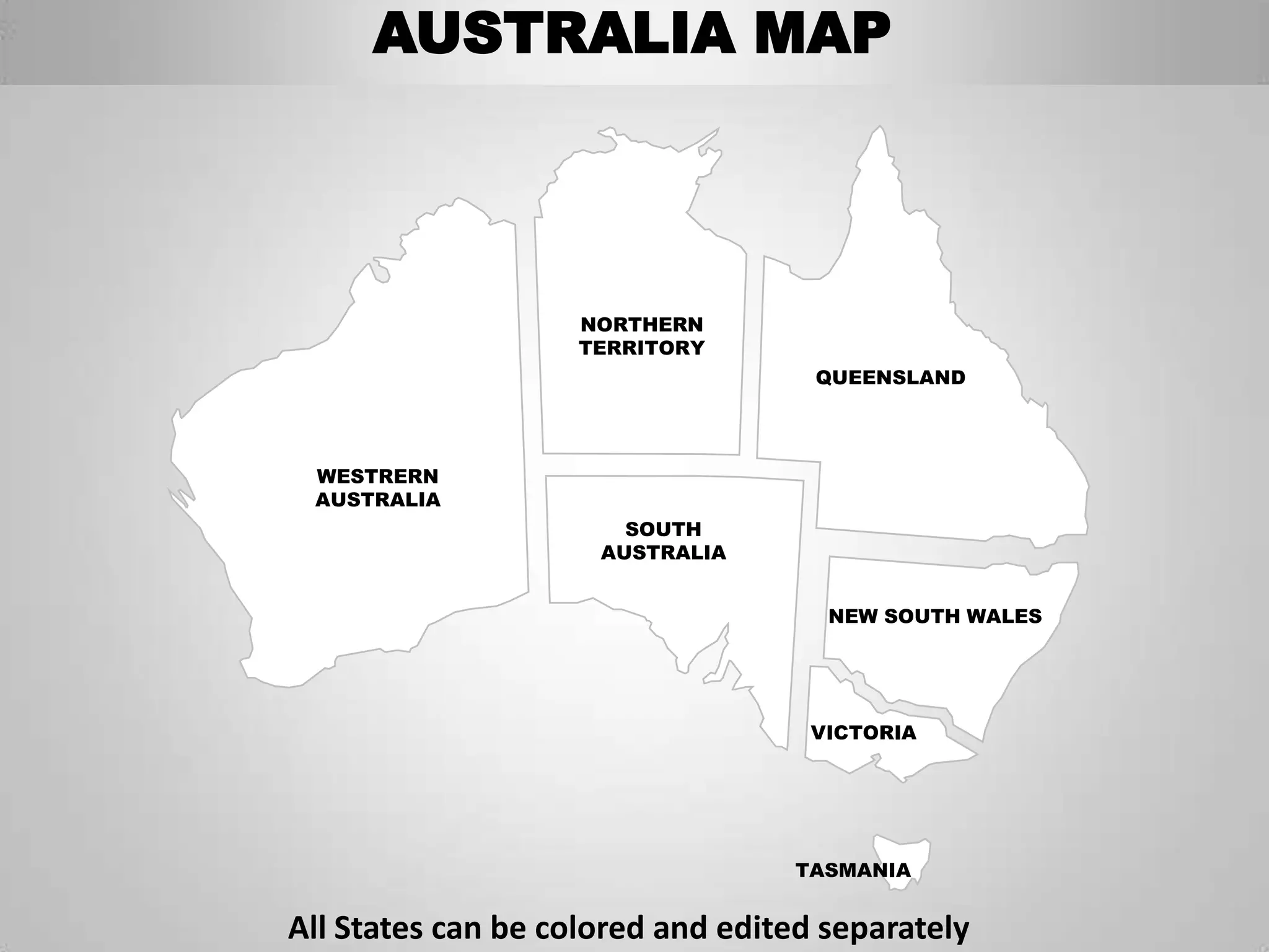 Australia editable continent map with countries | PPTX