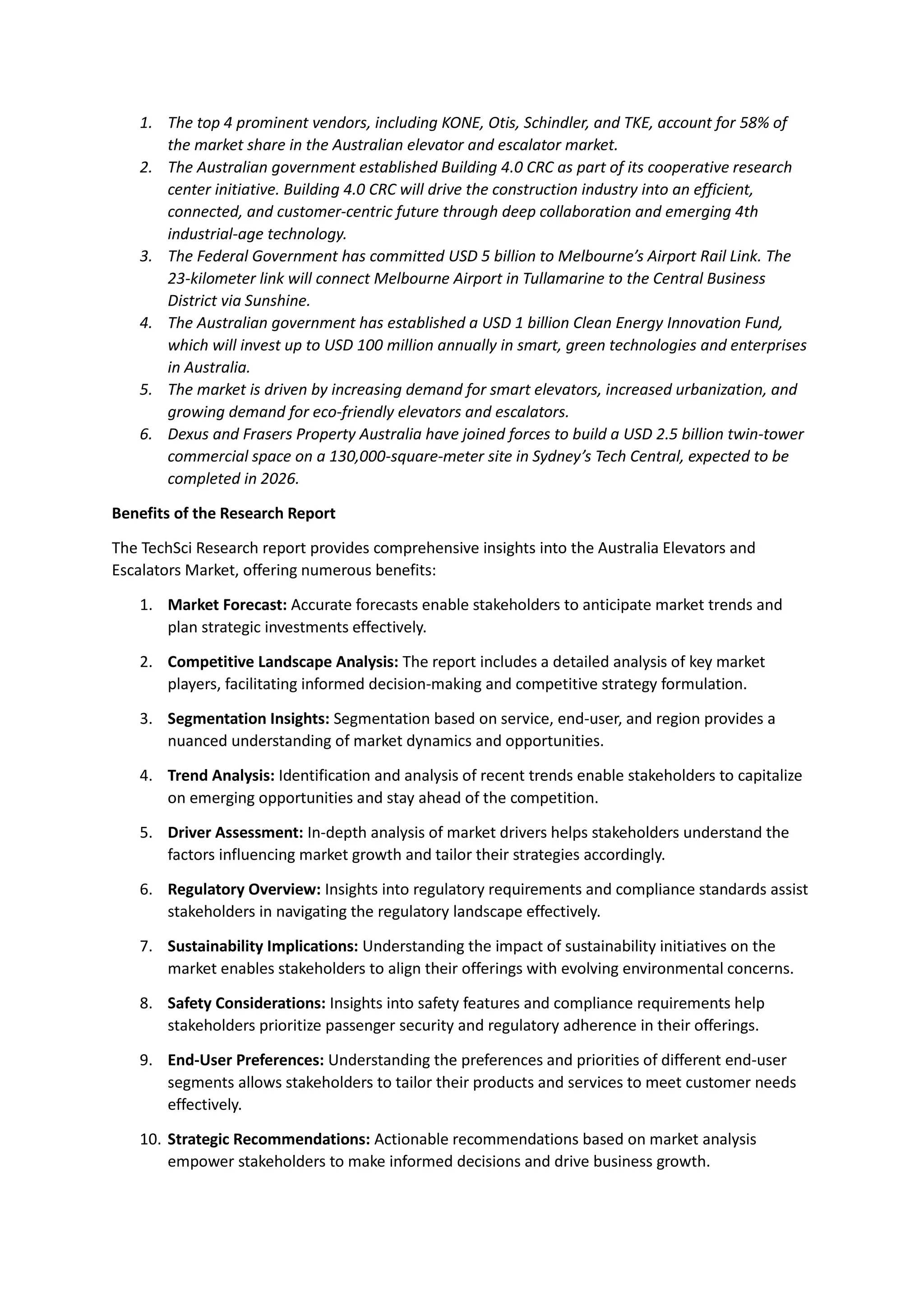 Australia Elevators and Escalators Market: Trajectory of Growth ...