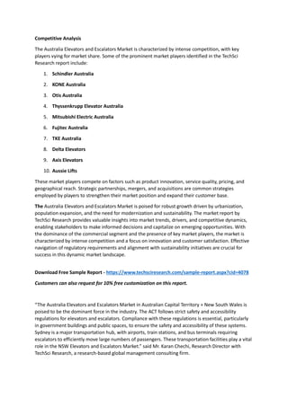 Australia Elevators and Escalators Market: Trajectory of Growth ...