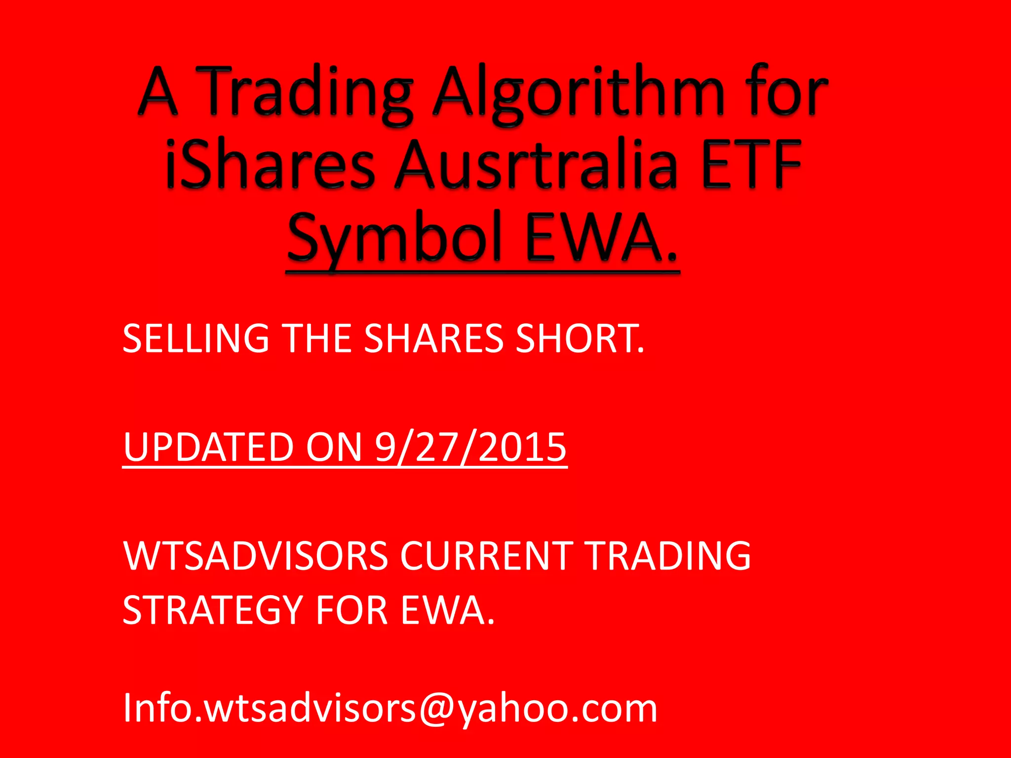 Australia etf symbol ewa peformance summary | PPT