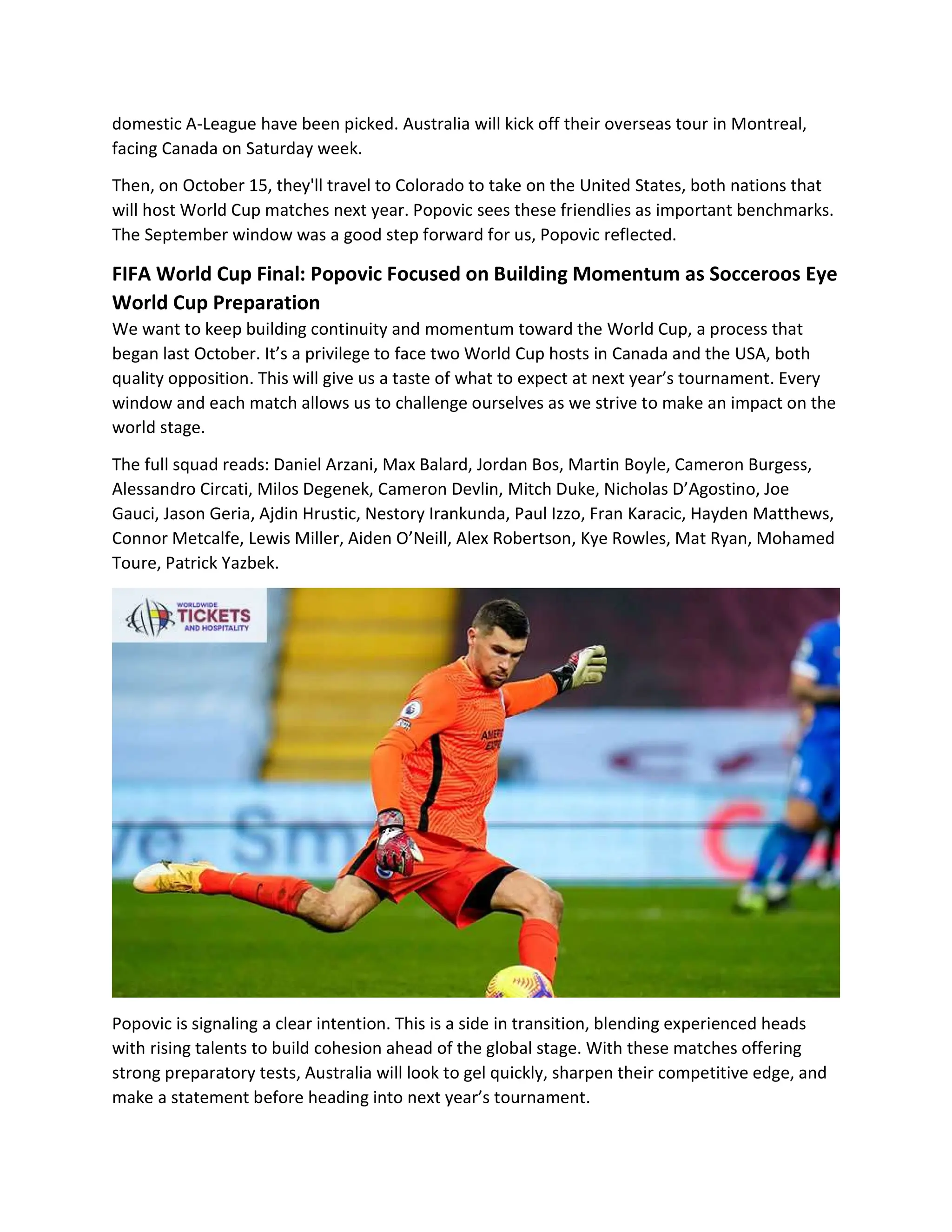 Australia FIFA World Cup Mat Ryan to Return for Friendly Matches ...