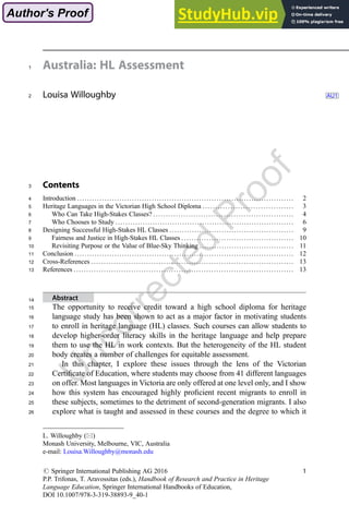Australia HL Assessment | PDF