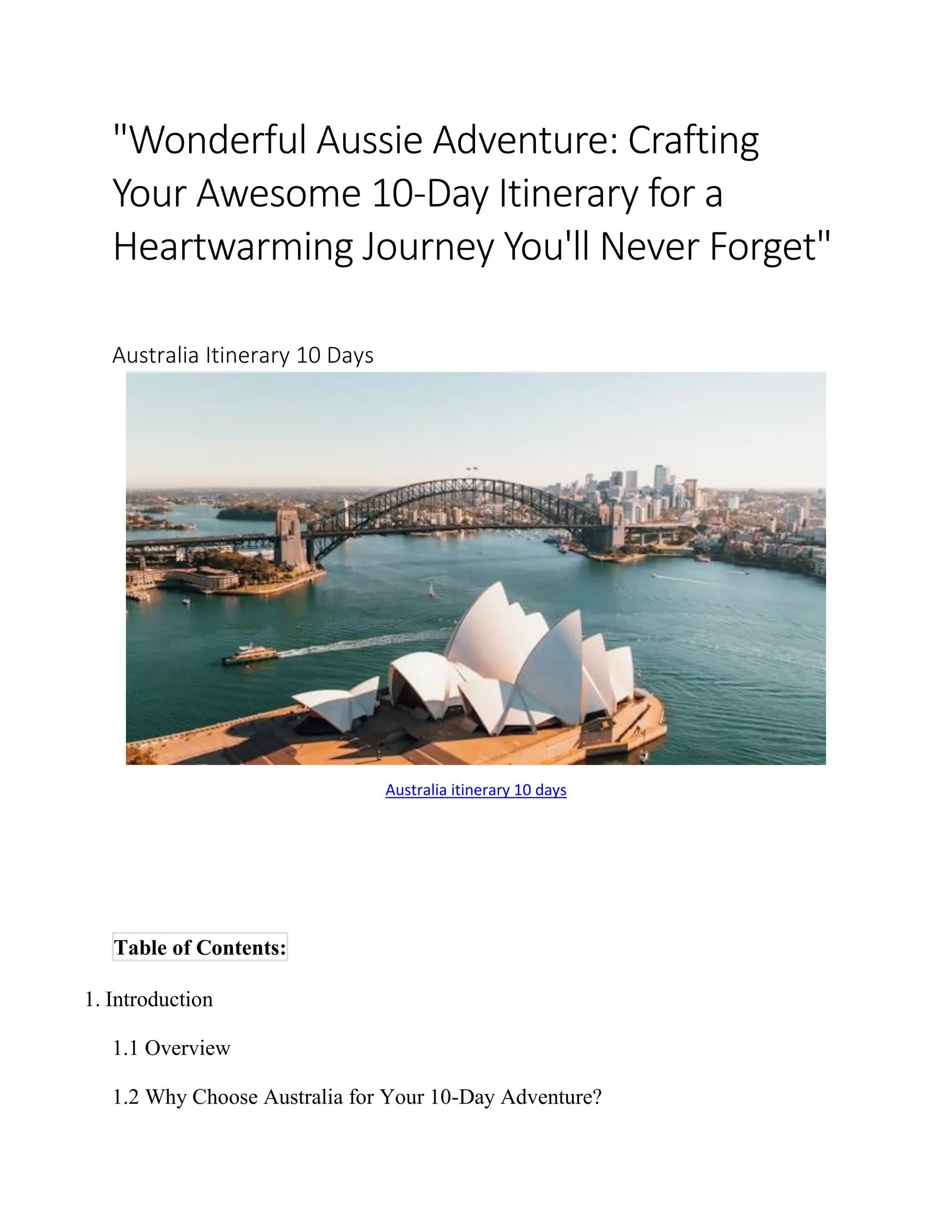 Wonderful Aussie Adventure: Crafting Your Awesome 10-Day Itinerary for ...