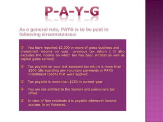 Australian business payg installments | PPS