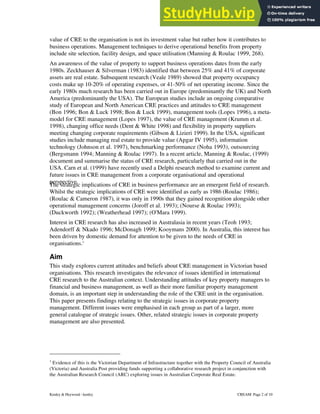 Australian Corporate Real Estate Management Identification Of Strategic ...