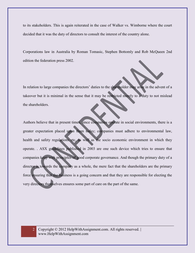 Australian Corporation Law-Sample Solution | PDF