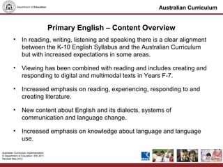 Australian curriculum english presentation feb 2012 final version | PPT
