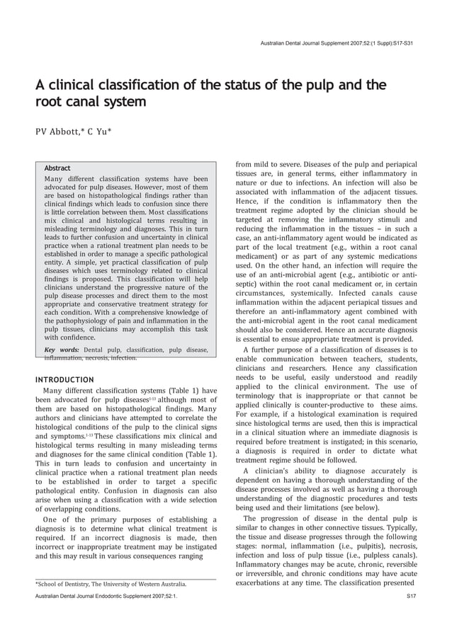 Australian Dental Journal - 2008 - Abbott - A clinical classification ...