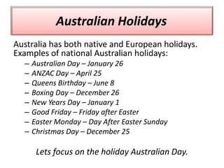 Australian holidays | PPTX