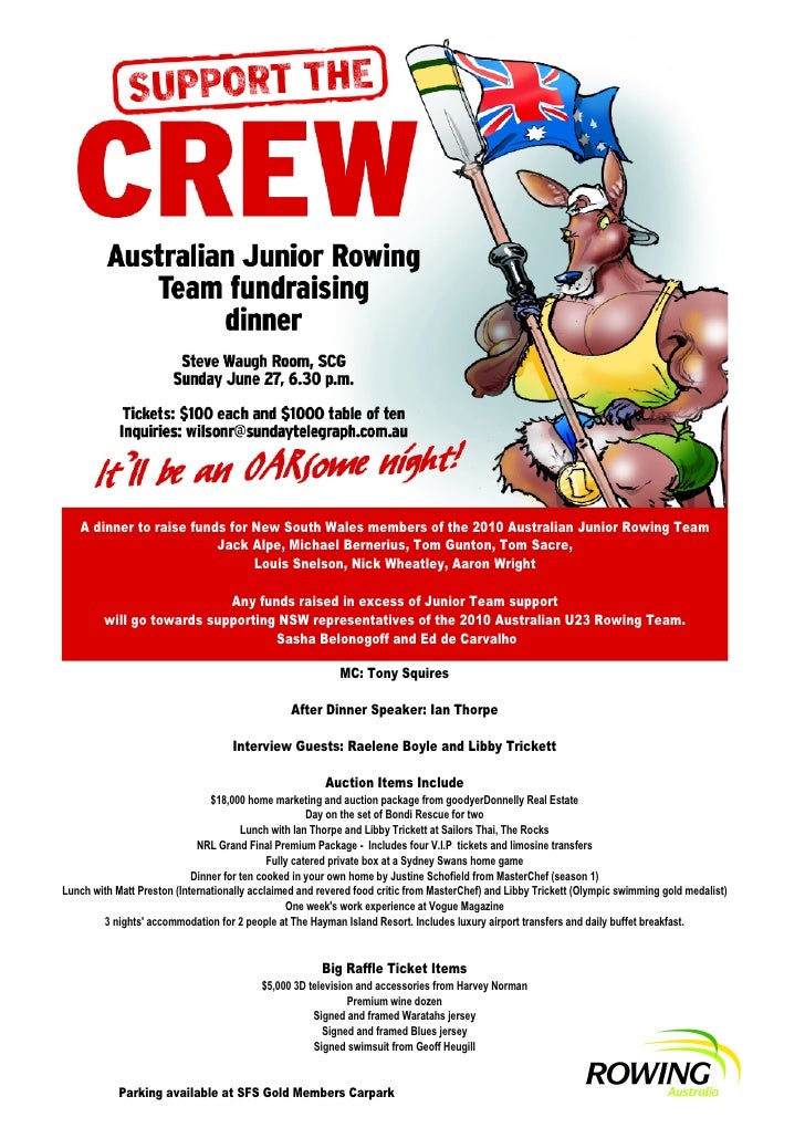 Australian Junior Rowing Team Fundraising Dinner, Steve Waugh Room Sc…