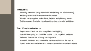 Australian Parents Planning a Memorable Minions Party with Theme ...