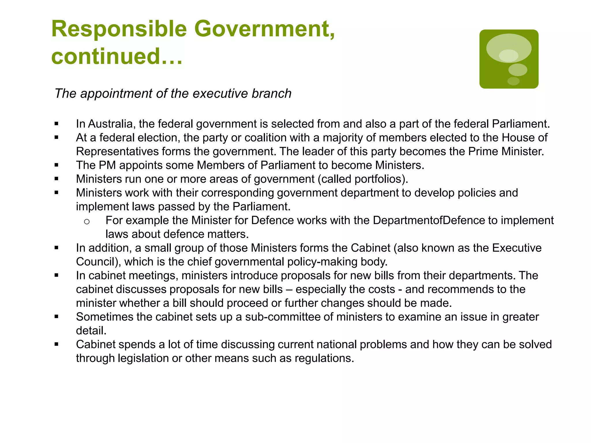 Australian Parliamentary System | PPTX