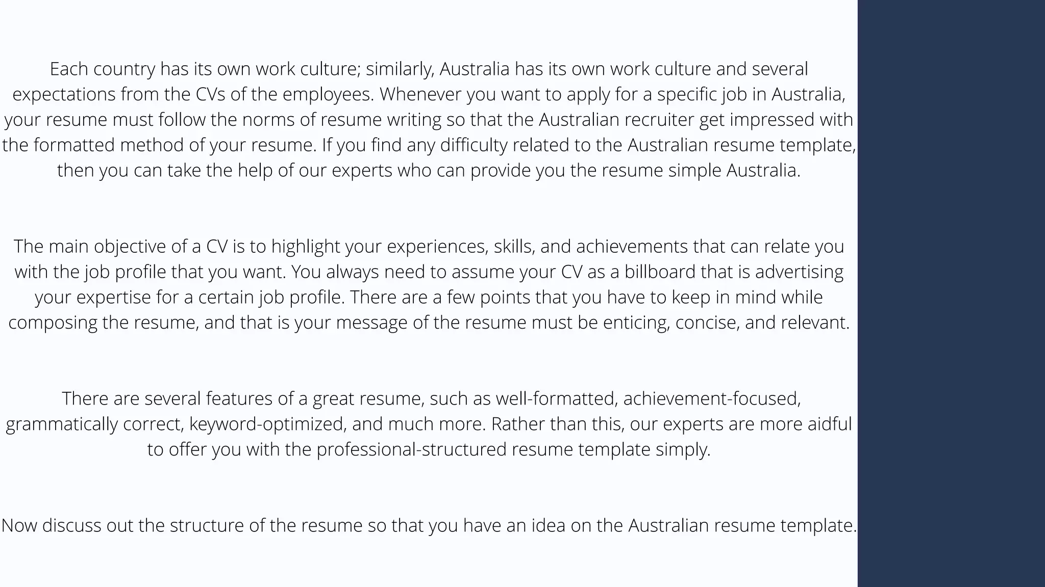 A Complete Guide On Australian Resume Template | PPTX