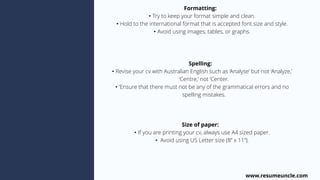 A Complete Guide On Australian Resume Template | PPTX