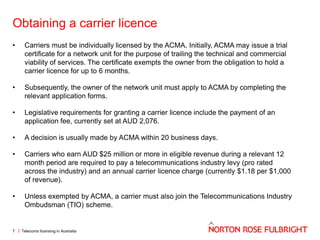 Australian telecoms licensing - An overview | PPTX