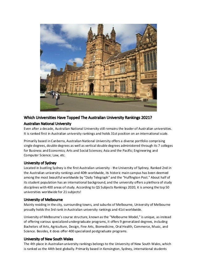 Australian University Rankings: All You Need To Know About the Top ...