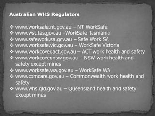 Australian Workplace Health and Safety Resources | PPTX