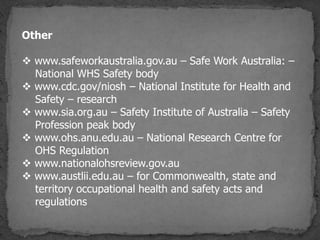 Australian Workplace Health and Safety Resources | PPTX