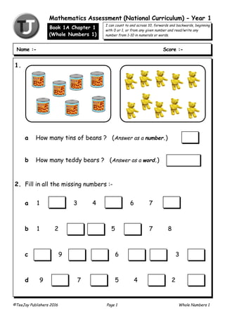 Australian Year 1 Assessment Sample | PDF
