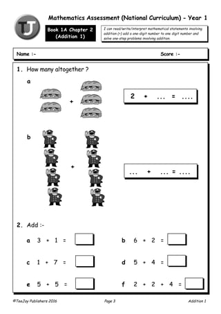 Australian Year 1 Assessment Sample | PDF
