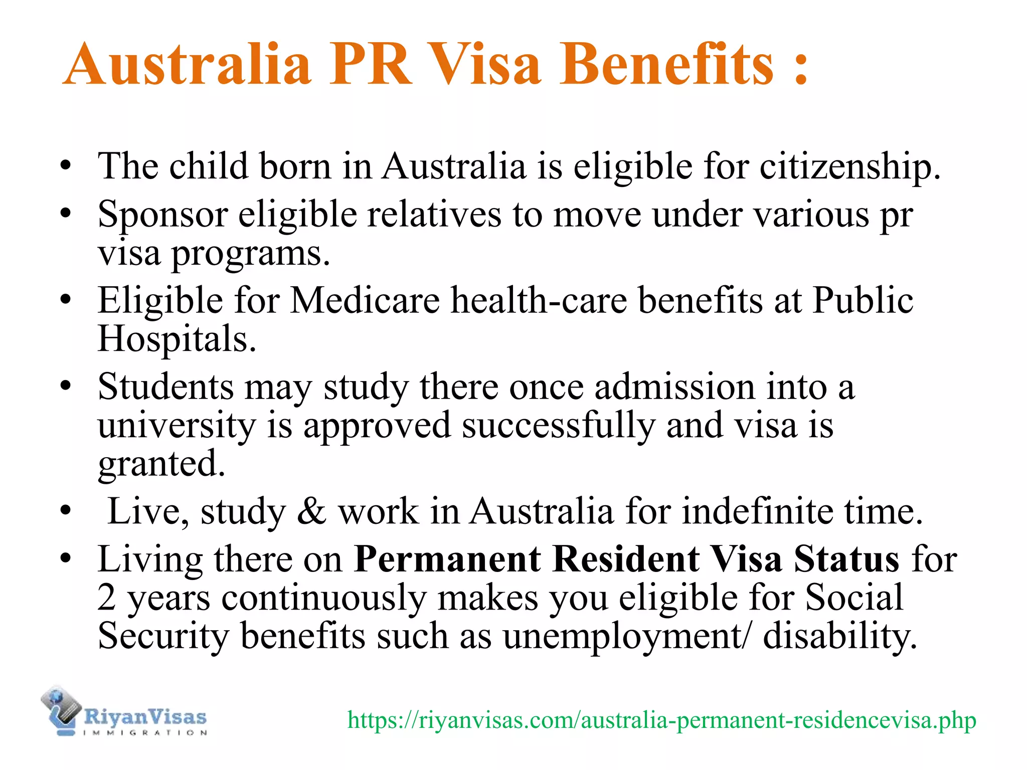 Australia permanent residence visa ppt | PPTX