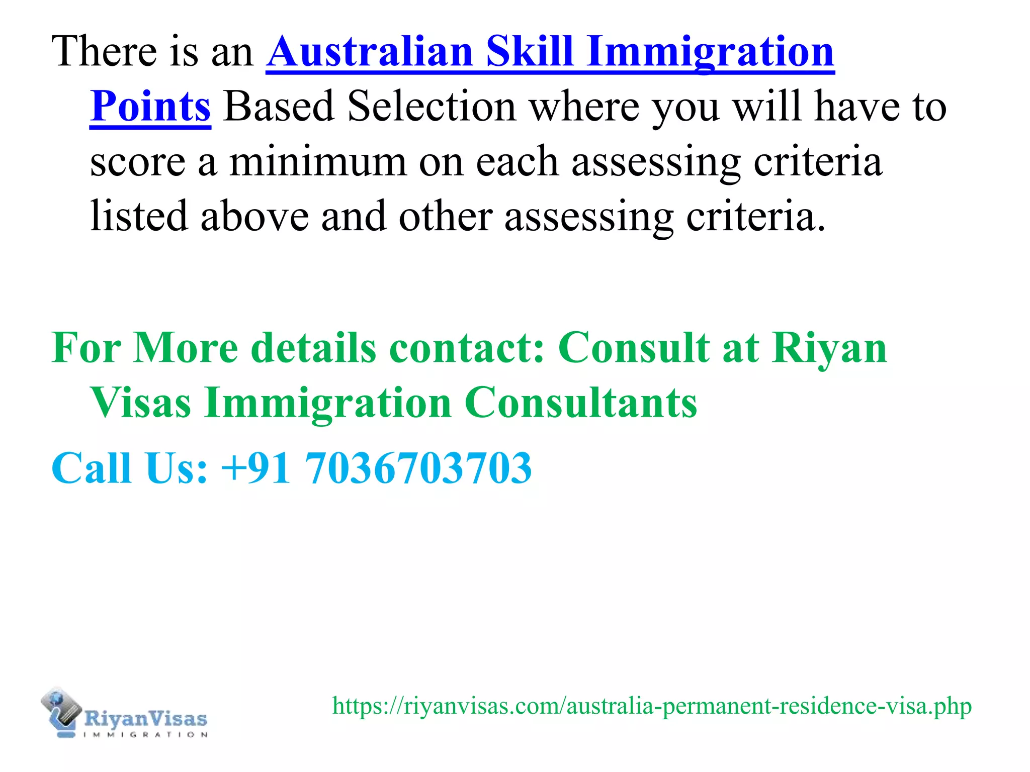 Australia permanent residence visa ppt | PPTX