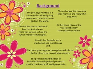 Australia poem by A D Hope | PPT