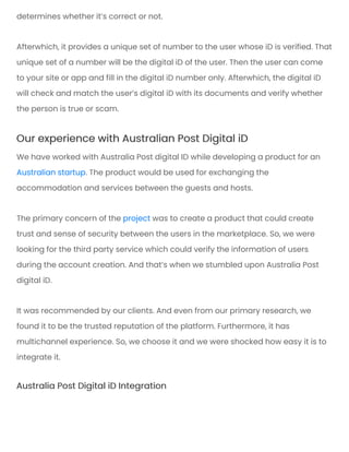 Australia postdigital id integrationissofamousnow,but how | PDF
