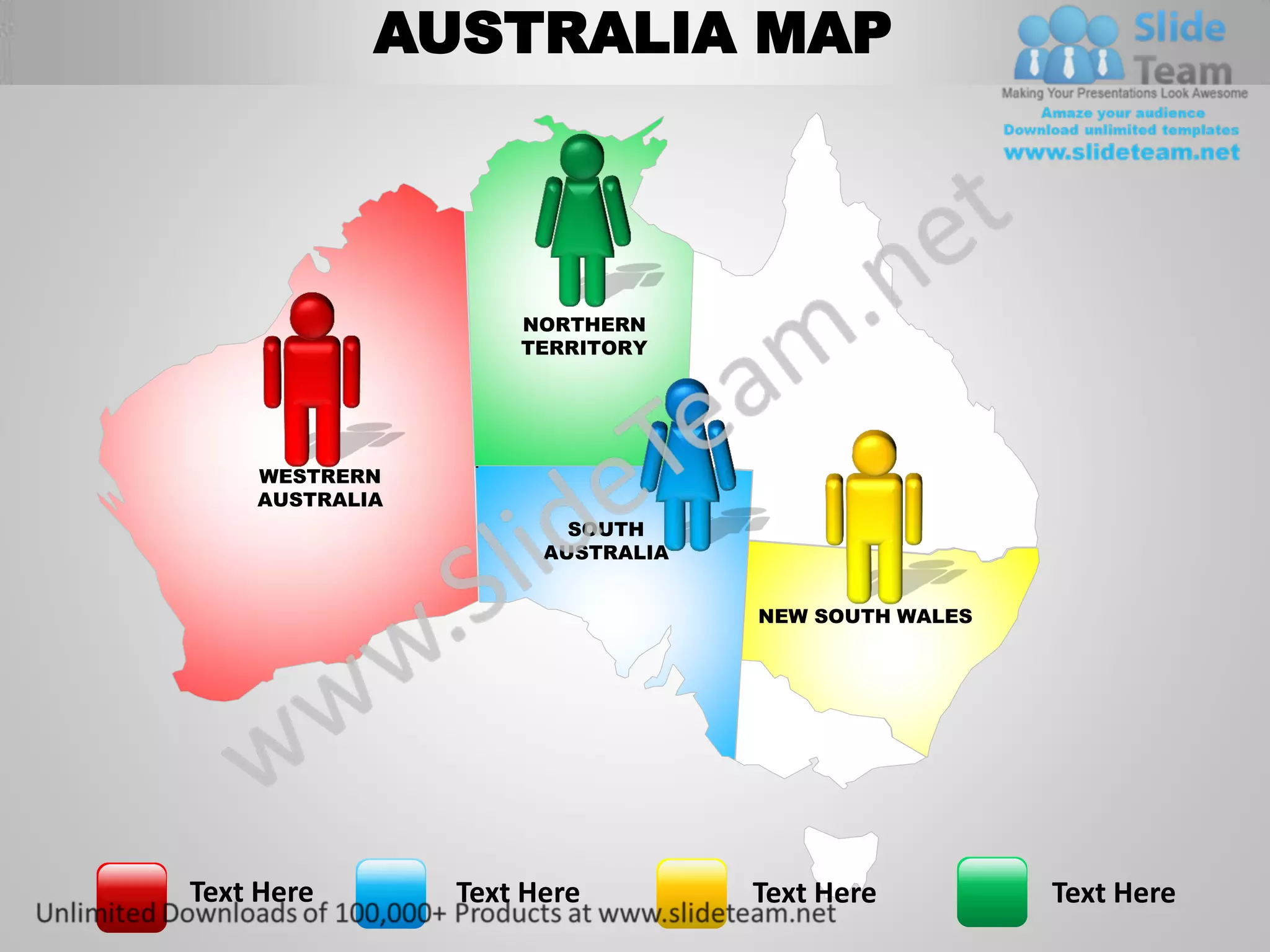 Australia powerpoint editable continent map with countries templates ...