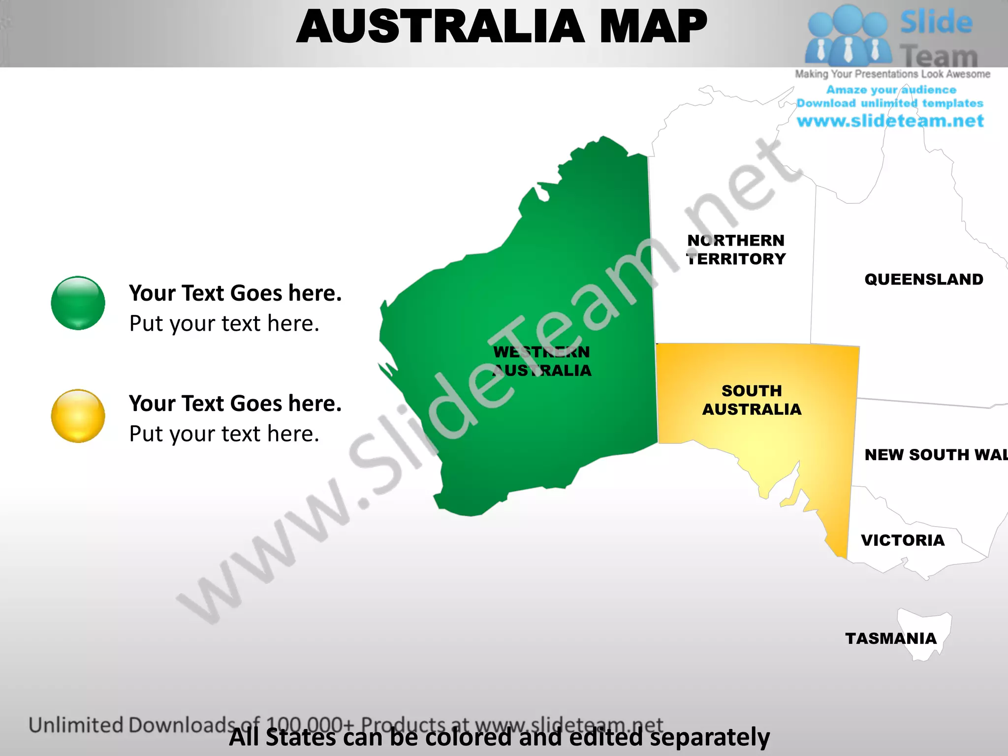 Australia powerpoint editable continent map with countries templates ...