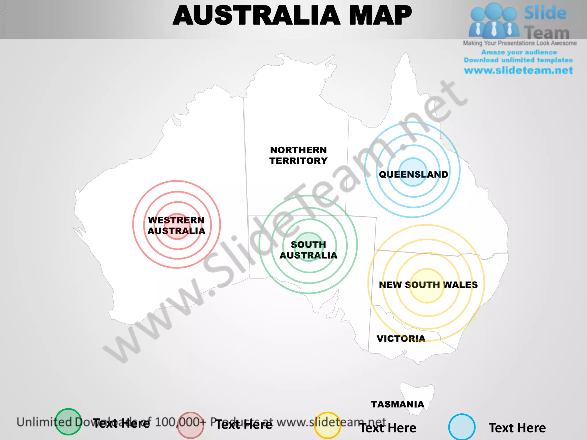 Australia powerpoint editable continent map with countries templates ...