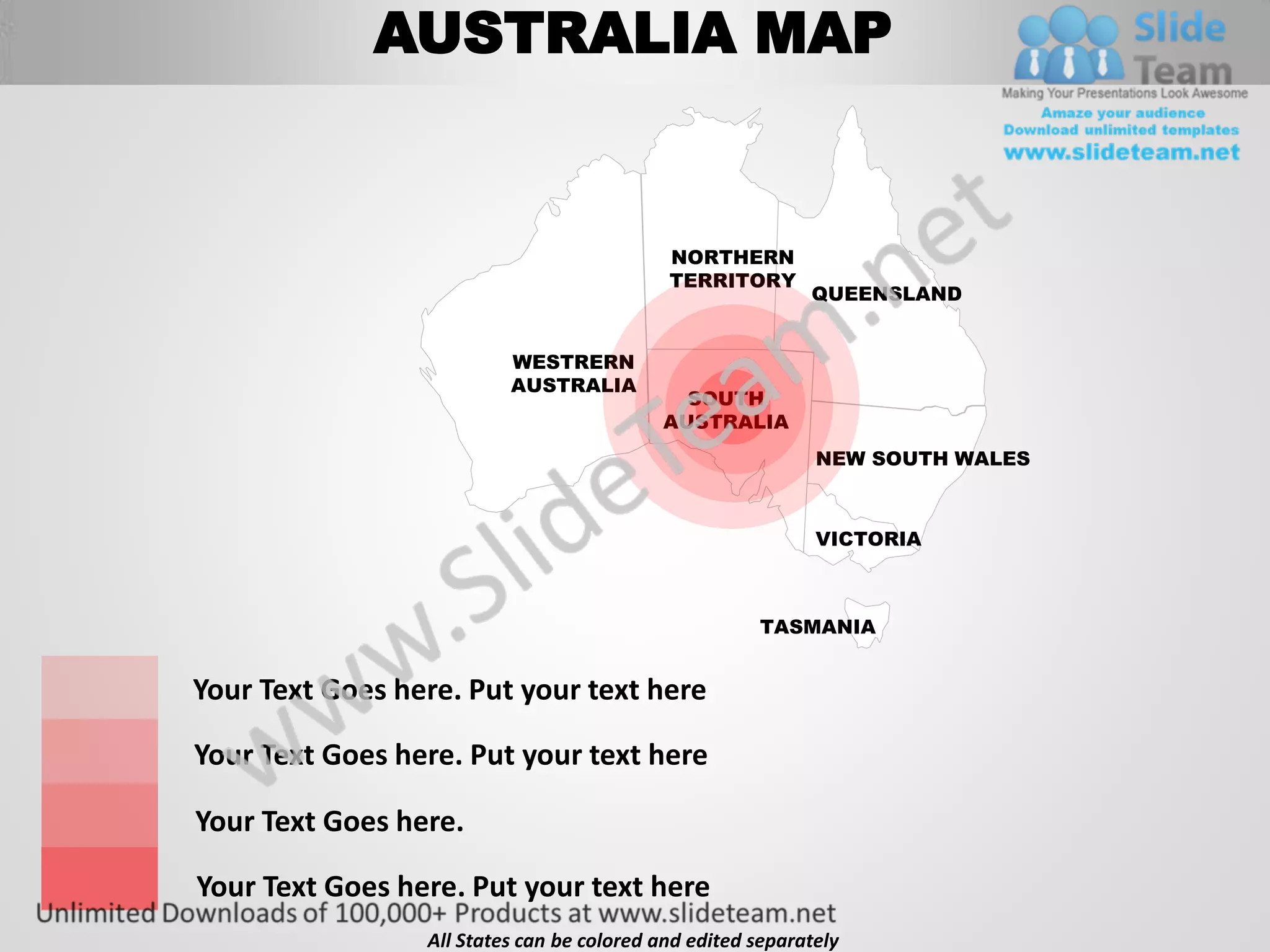 Australia powerpoint editable continent map with countries templates ...