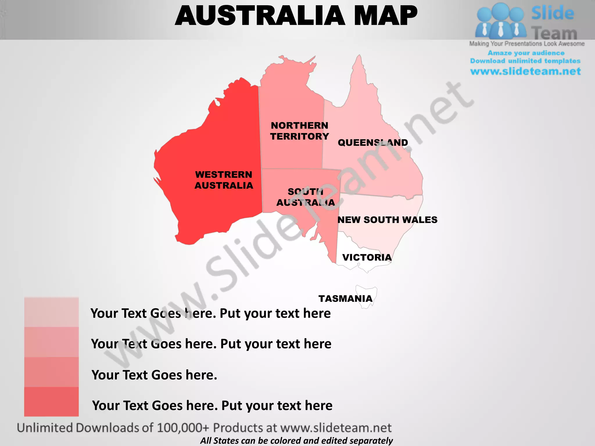Australia powerpoint editable continent map with countries templates ...