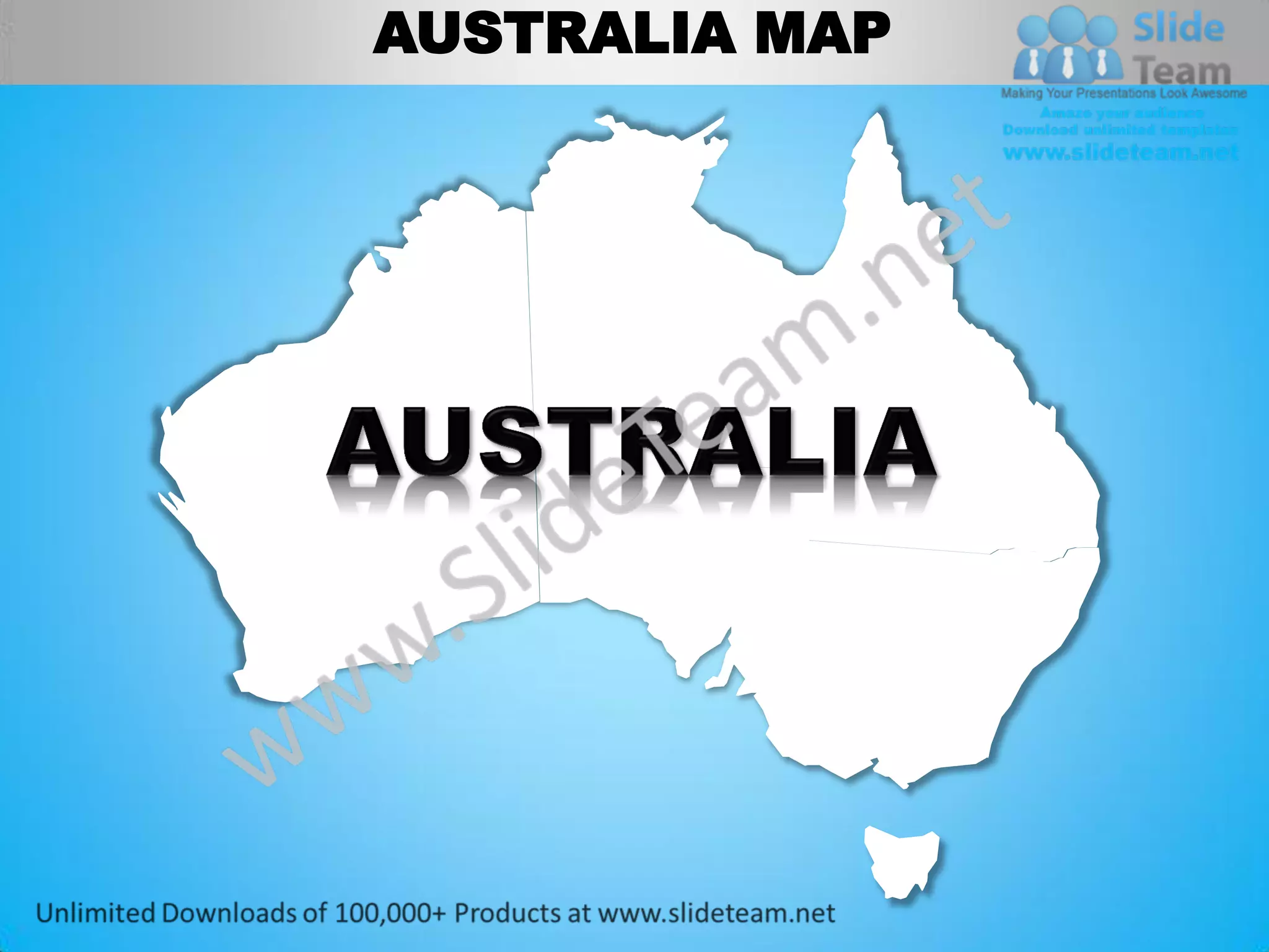 Australia powerpoint editable continent map with countries templates ...