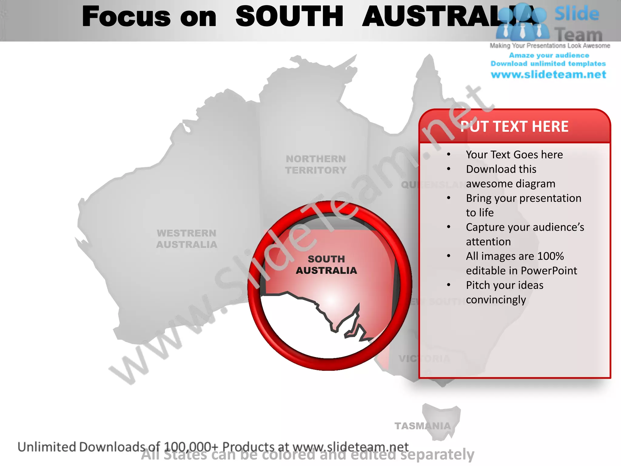 Australia powerpoint editable continent map with countries templates ...