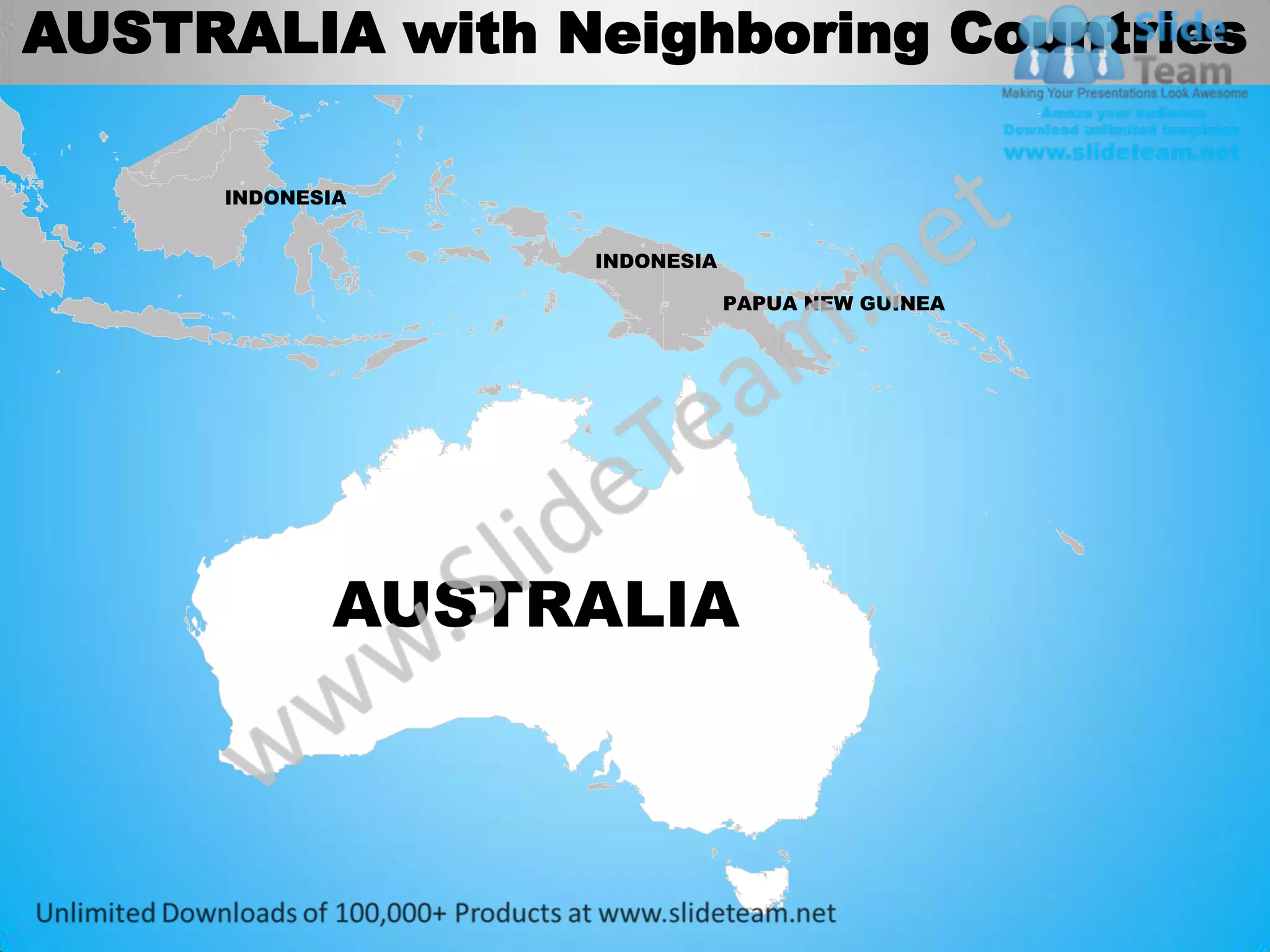Australia powerpoint editable continent map with countries templates ...