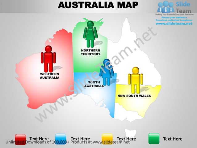 Australia powerpoint editable continent map with countries templates ...