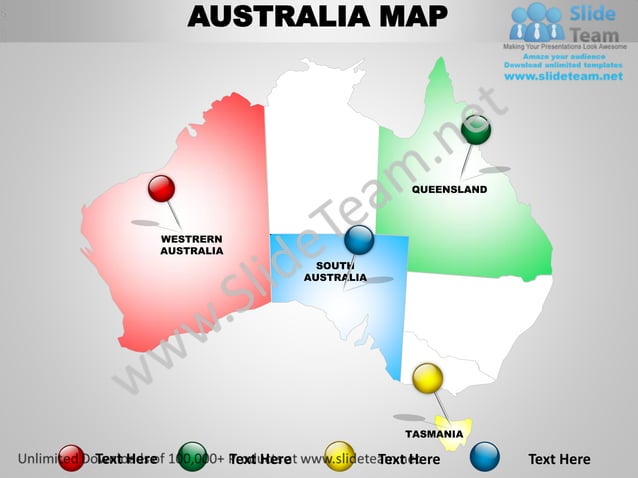 Australia powerpoint editable continent map with countries templates ...