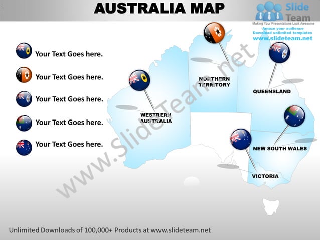 Australia powerpoint editable continent map with countries templates ...