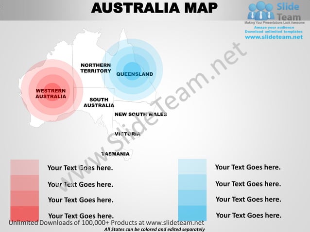 Australia powerpoint editable continent map with countries templates ...