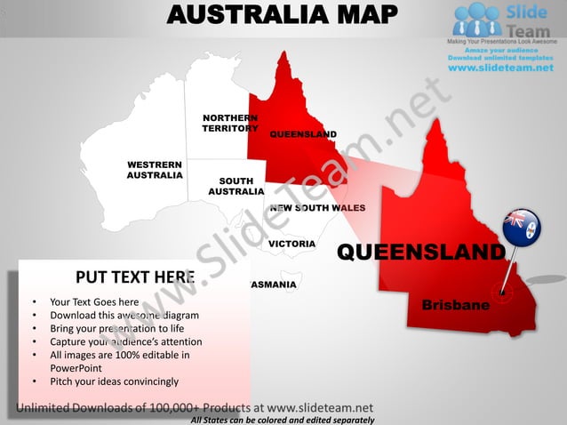 Australia powerpoint editable continent map with countries templates ...