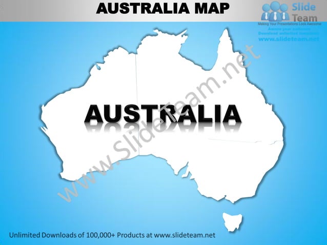 Australia powerpoint editable continent map with countries templates ...