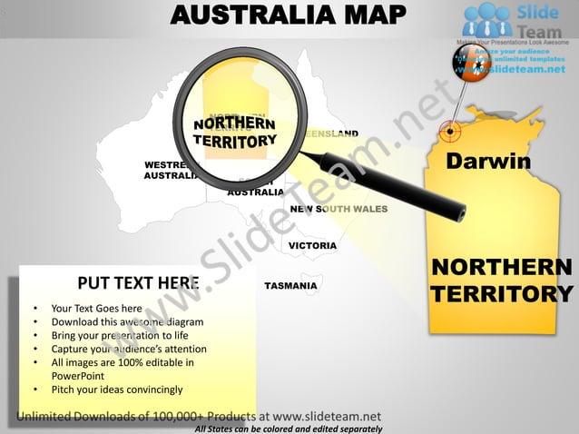 Australia powerpoint editable continent map with countries templates ...