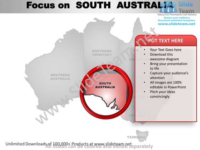 Australia powerpoint editable continent map with countries templates ...
