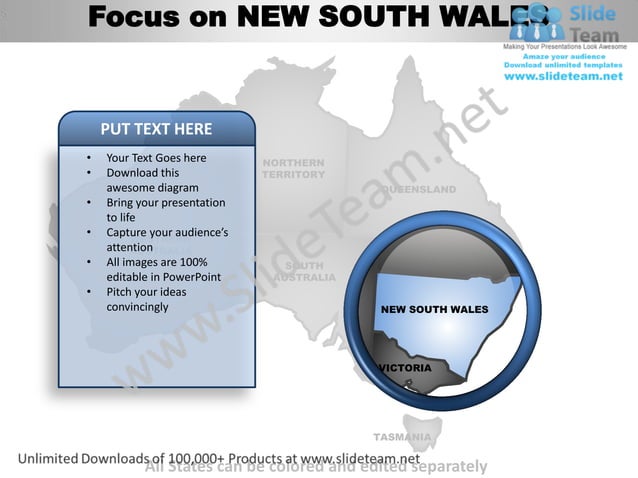 Australia powerpoint editable continent map with countries templates ...