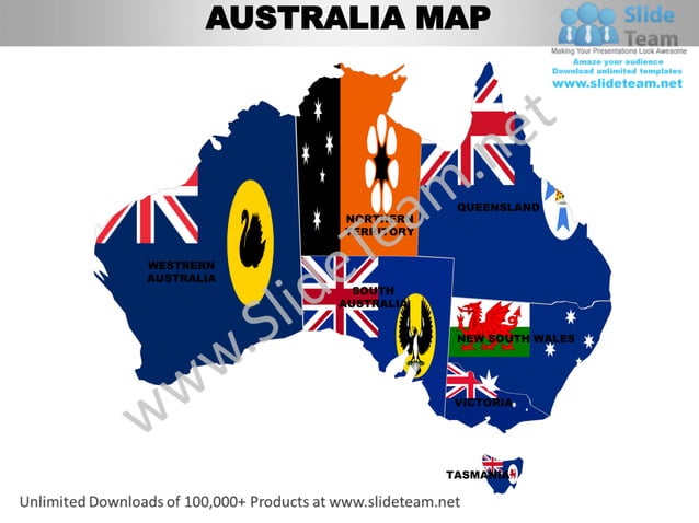 Australia powerpoint editable continent map with countries templates ...