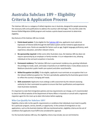 Australia Subclass 189 – Eligibility Criteria & Application Process.docx
