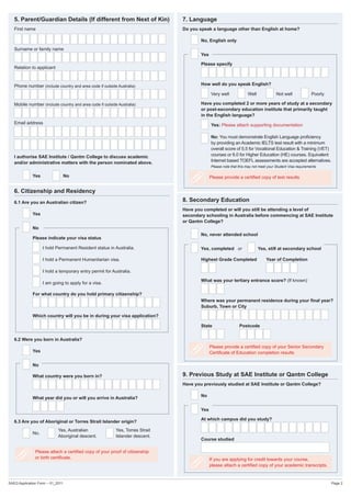 SAE International application form for Australia. | PDF